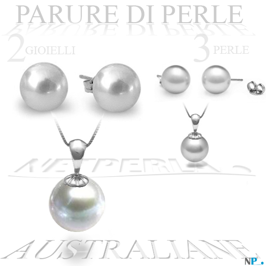 Parure di perle Australiane | perle argentate | perle dei mari del